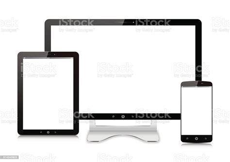 벡터 컴퓨터 모니터 디지털 태블릿 및 스마트폰 격리됨에 0명에 대한 스톡 벡터 아트 및 기타 이미지 0명 Lcd 검은색 Istock