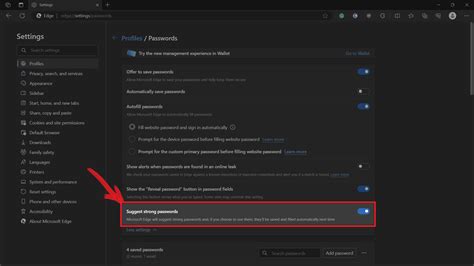 how to enable or disable password generator in microsoft edge
