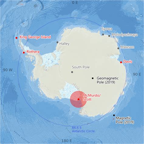 Stereographic Polar Projection Map Of The Antarctic Continent Showing