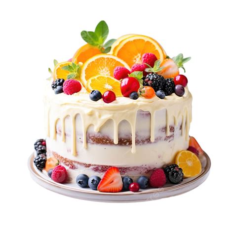 녹은 신선한 베리와 오렌지 과일로 장식된 다채로운 생일 케이크 케이크 생일 음식 Png 일러스트 및 이미지 에 대한 무료 다운로드 Pngtree
