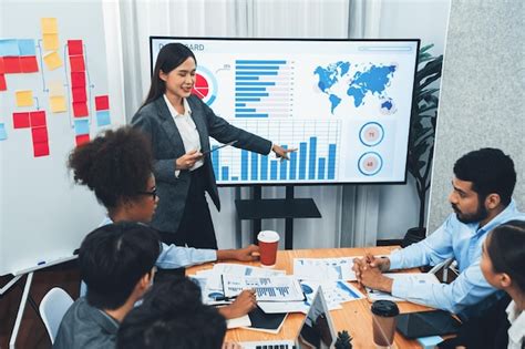 Premium Photo Young Asian Businesswoman Presenting Data Analysis Dashboard On Tv Concord