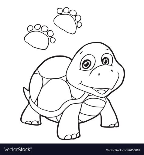 Paw Print With Turtle Coloring Pages Royalty Free Vector