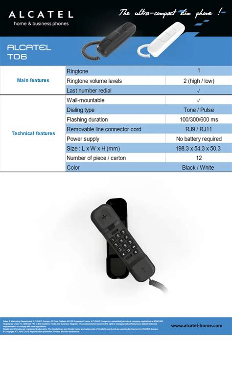 Alcatel T06 Wall Mount Corded Landline Phone at Rs 999 | New Delhi | ID ...