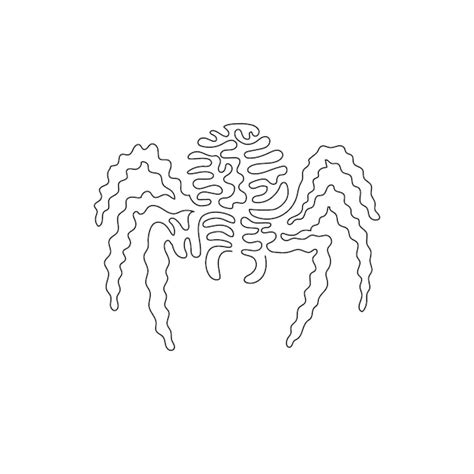 단일 곱슬 선 그리기 거미에는 기호 로고 Boho 포스터에 대한 두 개의 집게 같은 독이 있습니다 프리미엄 벡터