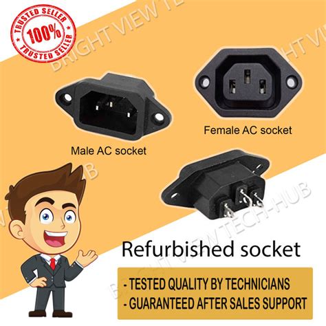 5pcs AC 04 3 PIN IEC320 C14 Male Female Power Cord Inlet AC Power Socket Receptacle 250V 10A