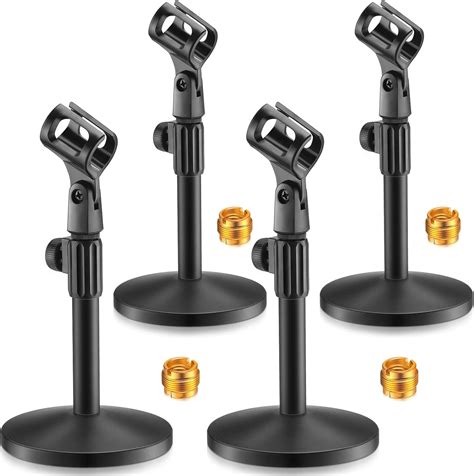 Hoteam 4 Pcs Desktop Mic Stand Adjustable Tabletop Mic