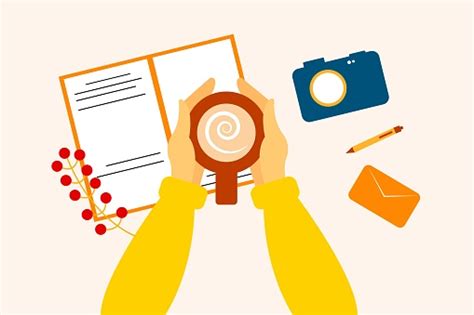 차 커피 브레이크 머그잔 컵 테이블 탑 뷰 귀여운 요소가있는 가을 귀여운 일러스트레이션 가을에 대한 스톡 벡터 아트 및 기타 이미지 Istock