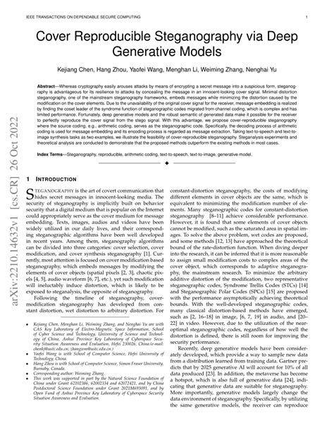 Pdf Cover Reproducible Steganography Via Deep Generative Models