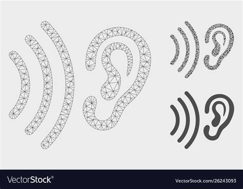 Listen Mesh Carcass Model And Triangle Royalty Free Vector