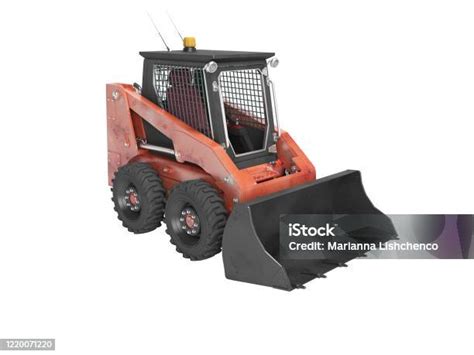 흰색 배경에 전면 버킷 원근 뷰 3d 렌더링이 있는 빨간색 디젤 로더 개발에 대한 스톡 사진 및 기타 이미지 개발 건설 현장 농업 기계 Istock