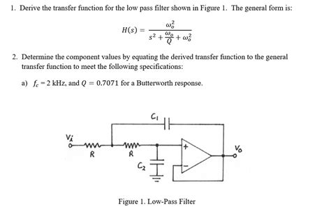 1 derive the transfer function for the low pass filter shown in figure