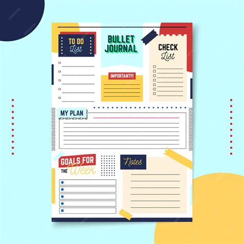 총알 저널 플래너 복사 공간 무료 벡터