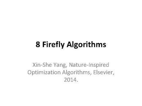 8 firefly algorithms xinshe yang natureinspired optimization algorithms