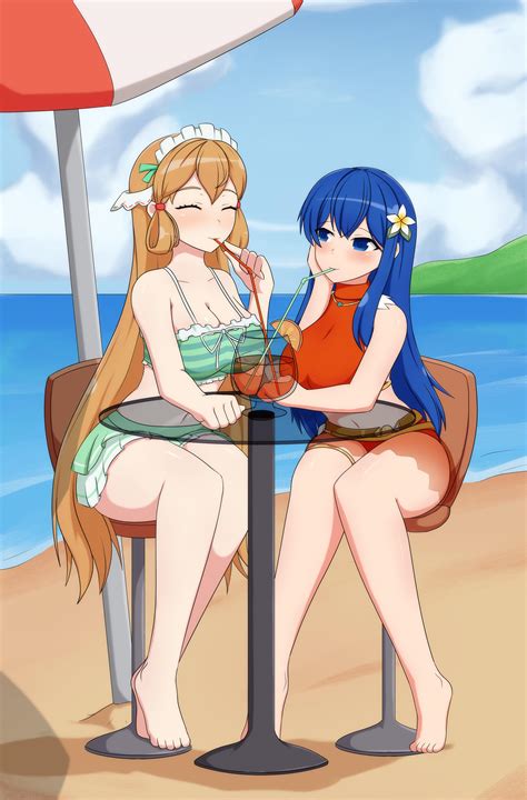 Rule 34 2girls Alternate Costume Bikini Caeda Fire Emblem Commission Female Female Only Fire