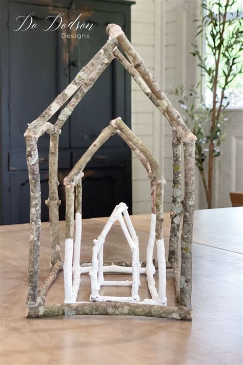 How To Make Tiny Twig Houses From A Big Tree Diy Lanterns Twig Rustic Christmas Tree