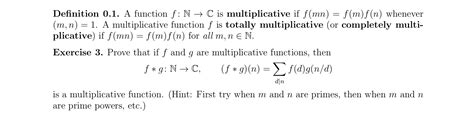 Solved Definition 01 ﻿a Function Fn→c ﻿is Multiplicative