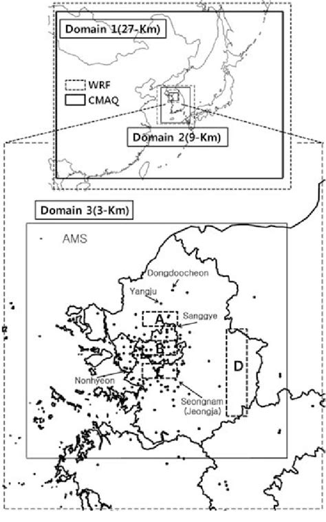 Wrf Dashed Box And Cmaq Solid Box Modeling Domains At A Horizontal Download Scientific