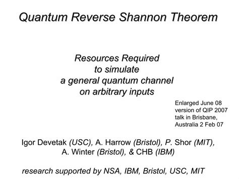 pdf quantum reverse shannon theorem ibm · quantum reverse shannon theorem simulating a