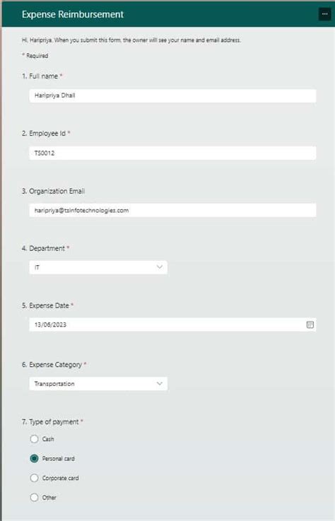 Expense Reimbursement And Approval Using Power Automate Sharepoint List Microsoft Forms