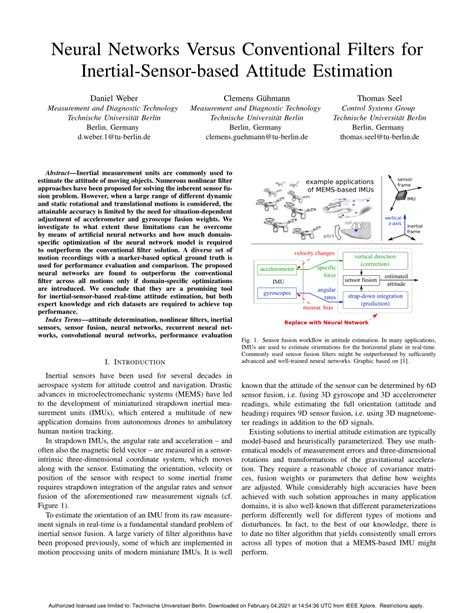 Pdf Neural Networks Versus Conventional Filters For Inertial Sensor
