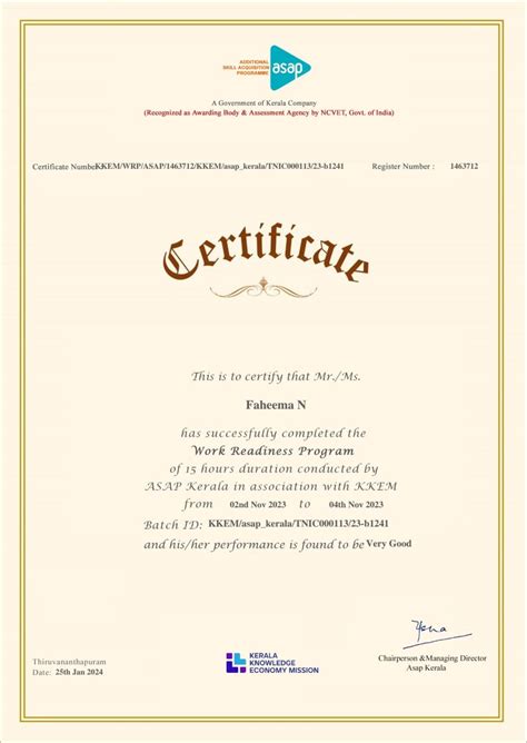 faheema n on linkedin i have successfully completed the work readiness