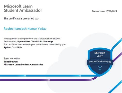 Roshni Yadav On Linkedin Python Cloudskills Microsoftlearn Continuouslearning Datascience