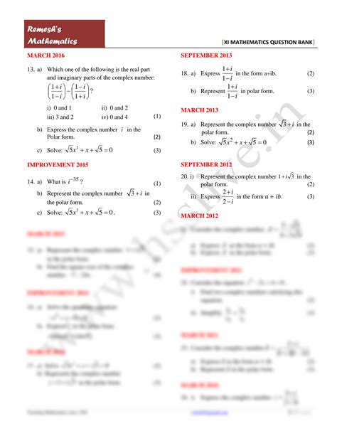 Solution Complex Numbers Plus One Math Model Questions Studypool