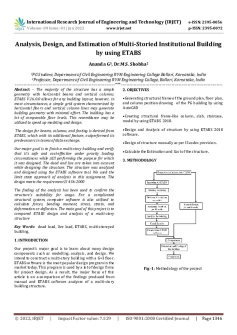 Pdf Analysis Design And Estimation Of Multi Storied Institutional Building By Using Etabs