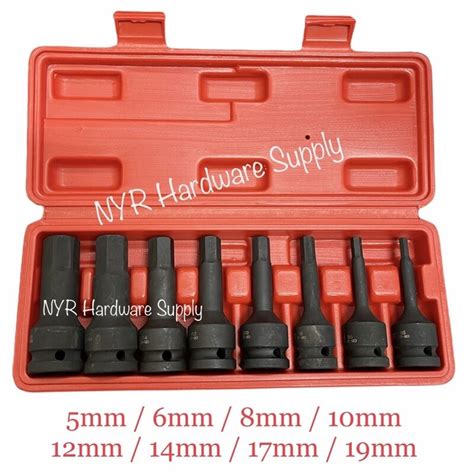 5 19mm 8pc 1 2 Impact Hex Bit Socket Set Hexagon 1 2 Impact Allen