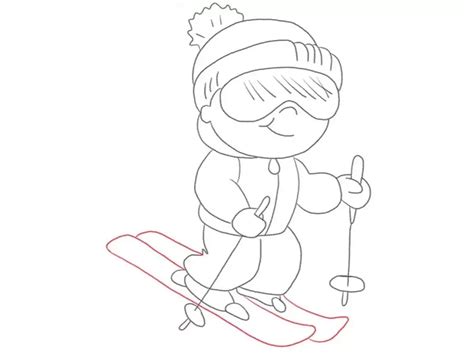 آموزش نقاشی دختر اسکی باز در چند مرحله ساده