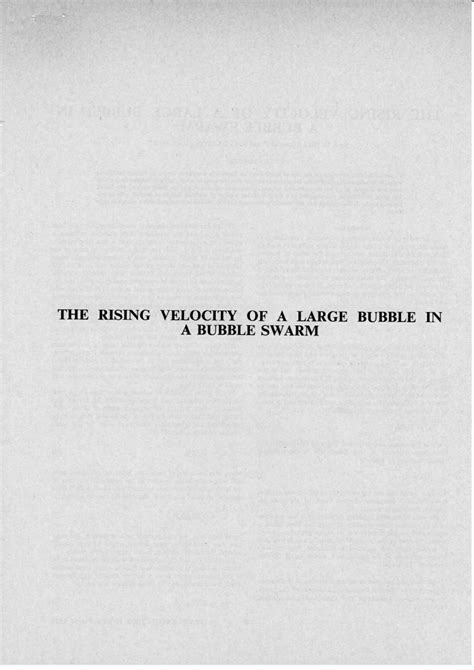 Pdf The Rising Velocity Of A Large Bubble In A Bubble Swarm
