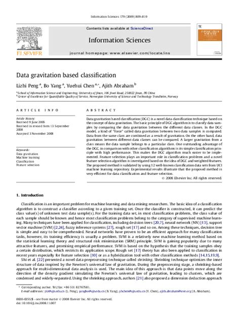 Pdf Data Gravitation Based Classification