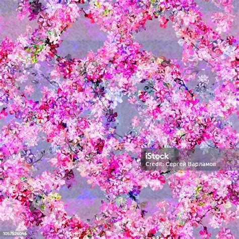수채화 원활한 패턴 교차 꽃 화 환garlands의 구성입니다 라일락 핑크와 흰색 음영의 야생화 0명에 대한 스톡 벡터 아트 및 기타 이미지 Istock