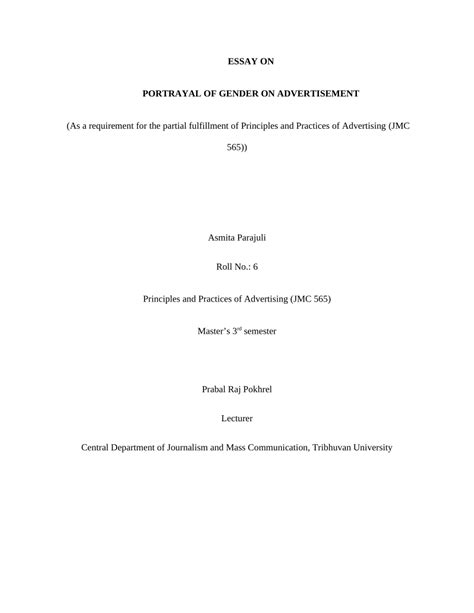 Pdf Essay On Portrayal Of Gender On Advertisement