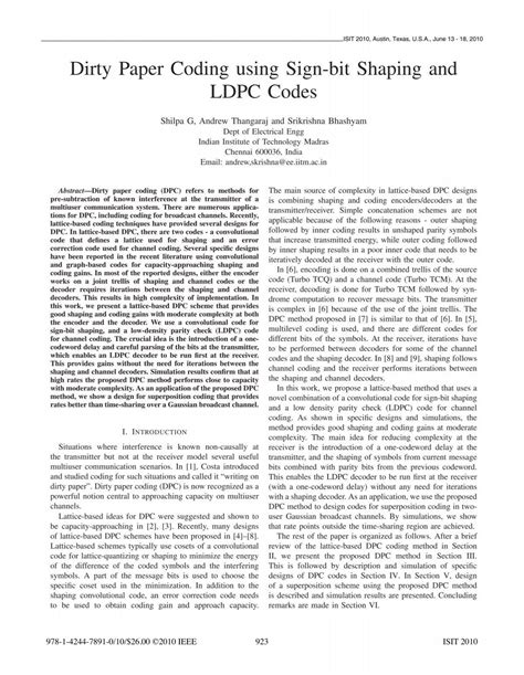 Dirty Paper Coding Using Sign Bit Shaping And LDPC Codes
