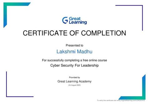Cybersecurity Greatlearning Leadership Lakshmi Madhu