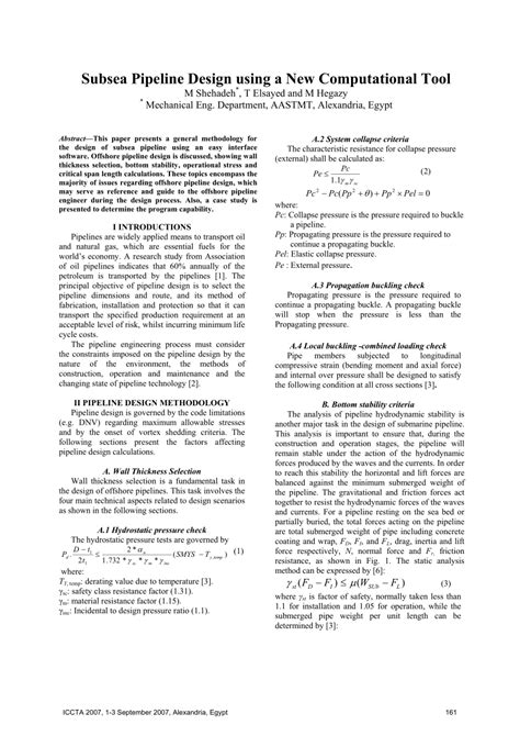 Pdf Subsea Pipeline Design Using A New Computational Tool
