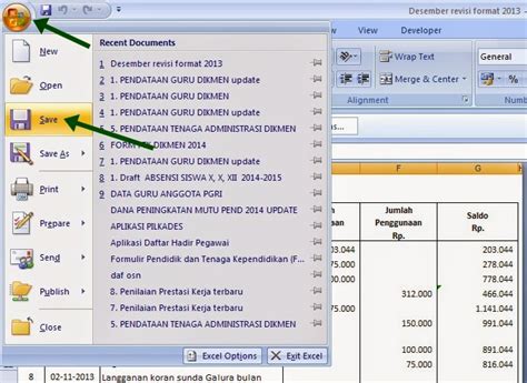 Cara Menyimpan File Excel Dengan Office Button Save Dan Kombinasi Ctrls Majalengka Dunia Maya