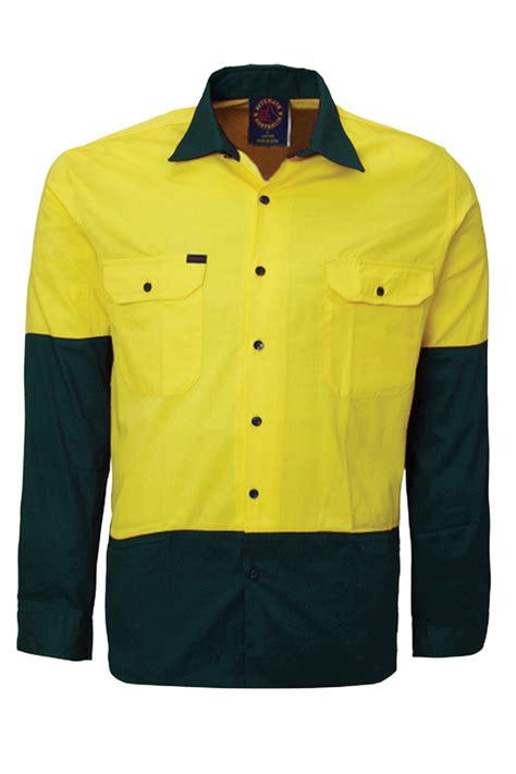 Ritemate Mens Rm1050 Hi Vis 2 Tone Open Front Long Sleeve Shirt Y Golders Australia
