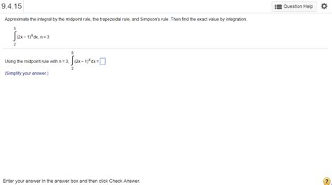 Solved 9414 Approximate The Following Integrals By The