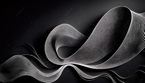 abstract grayscale artwork featuring flowing layered lines creating a