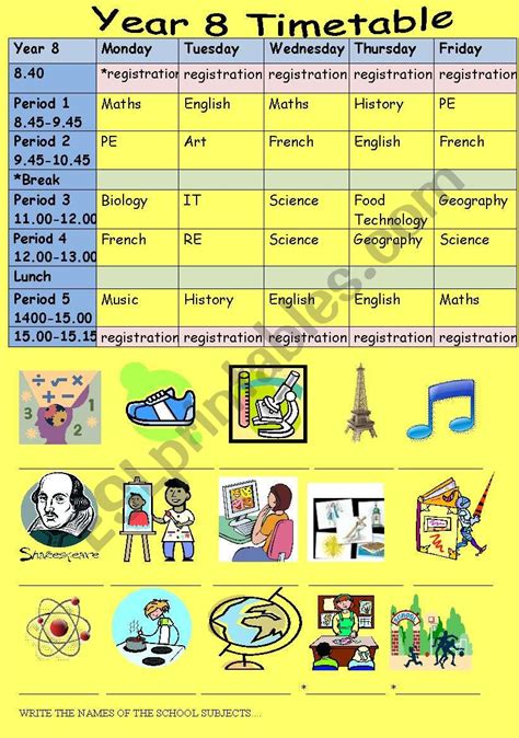 Class Timetable Worksheets