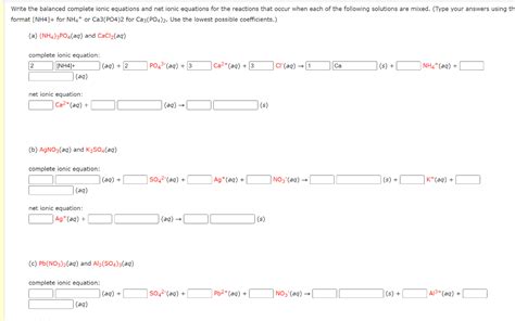 Solved Write The Balanced Complete Ionic Equations And Net Chegg