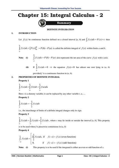 SOLUTION Integral Calculus Short Notes For Jee Studypool