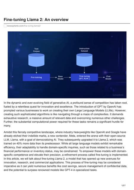 Fine Tuning Llama 2 Domain Adaptation Of A Pre Trained Model Pdf