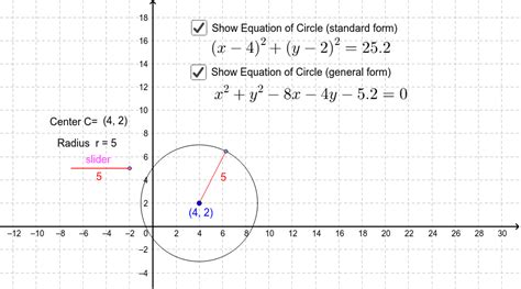Standard General Equations Of Circles GeoGebra Worksheets Library