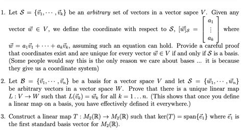 Solved 1 Let S V1⋯vk Be An Arbitrary Set Of Vectors In