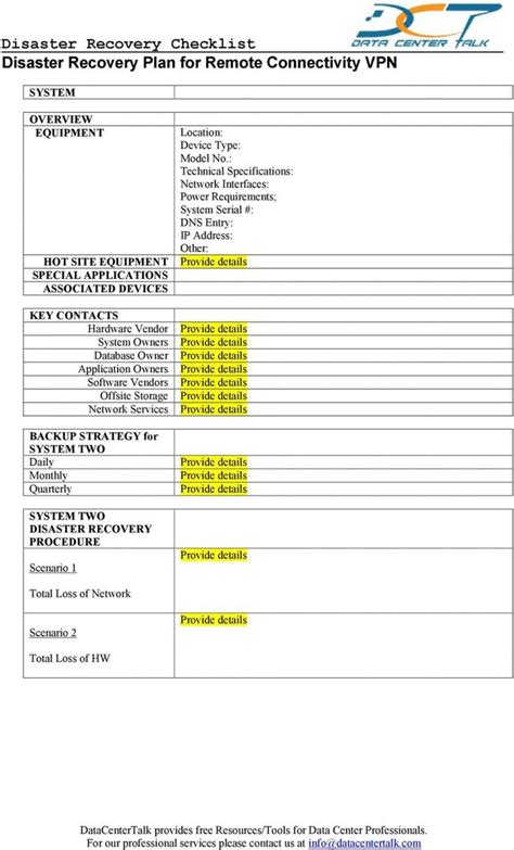 Disaster Recovery Test Plan Template