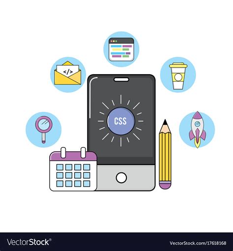 Smartphone With Web Code Programming Software Vector Image