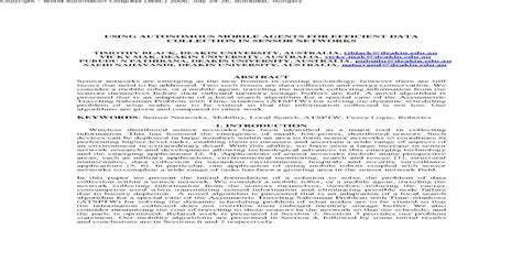 Using Autonomous Mobile Agents For Efficient Data Collection In Sensor Networks [pdf Document]